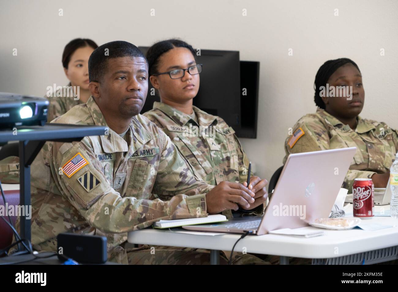 U.S. Army Soldiers with the 369th Sustainment Brigade attend a job ...