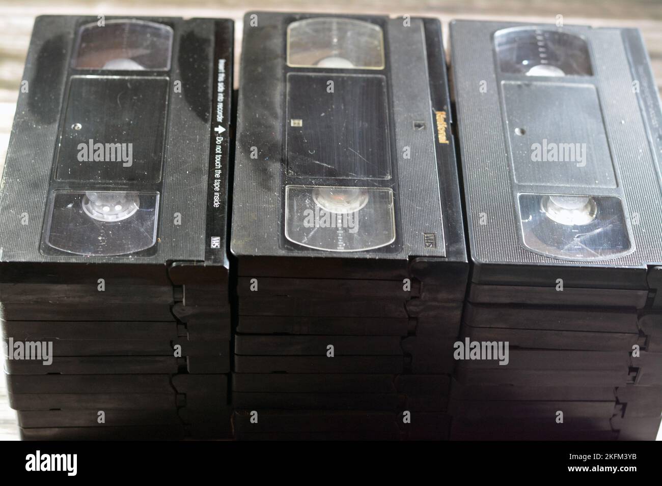 Cairo, Egypt, October 18 2022: pile of VHS video cassette tapes with ... Cairo, Egypt, October 18 2022: pile of VHS video cassette tapes with ...