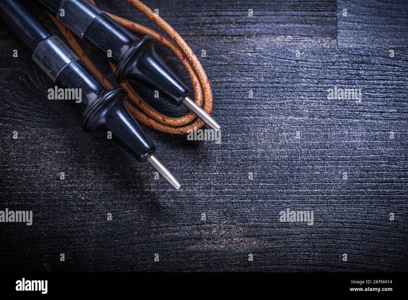 Electrical tester on vintage wood board electricity concept Stock Photo ...