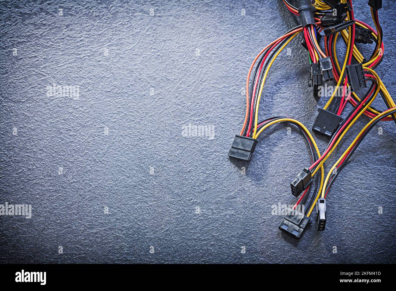 Electrical wires on black background copy space electricity concept ...