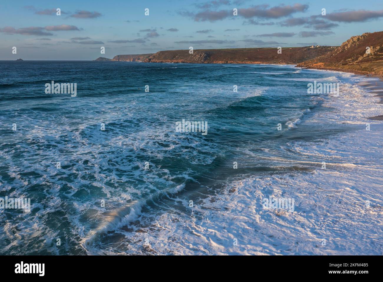 Beautiful aerial drone landscape image of Sennen Cove in Cornwall at ...
