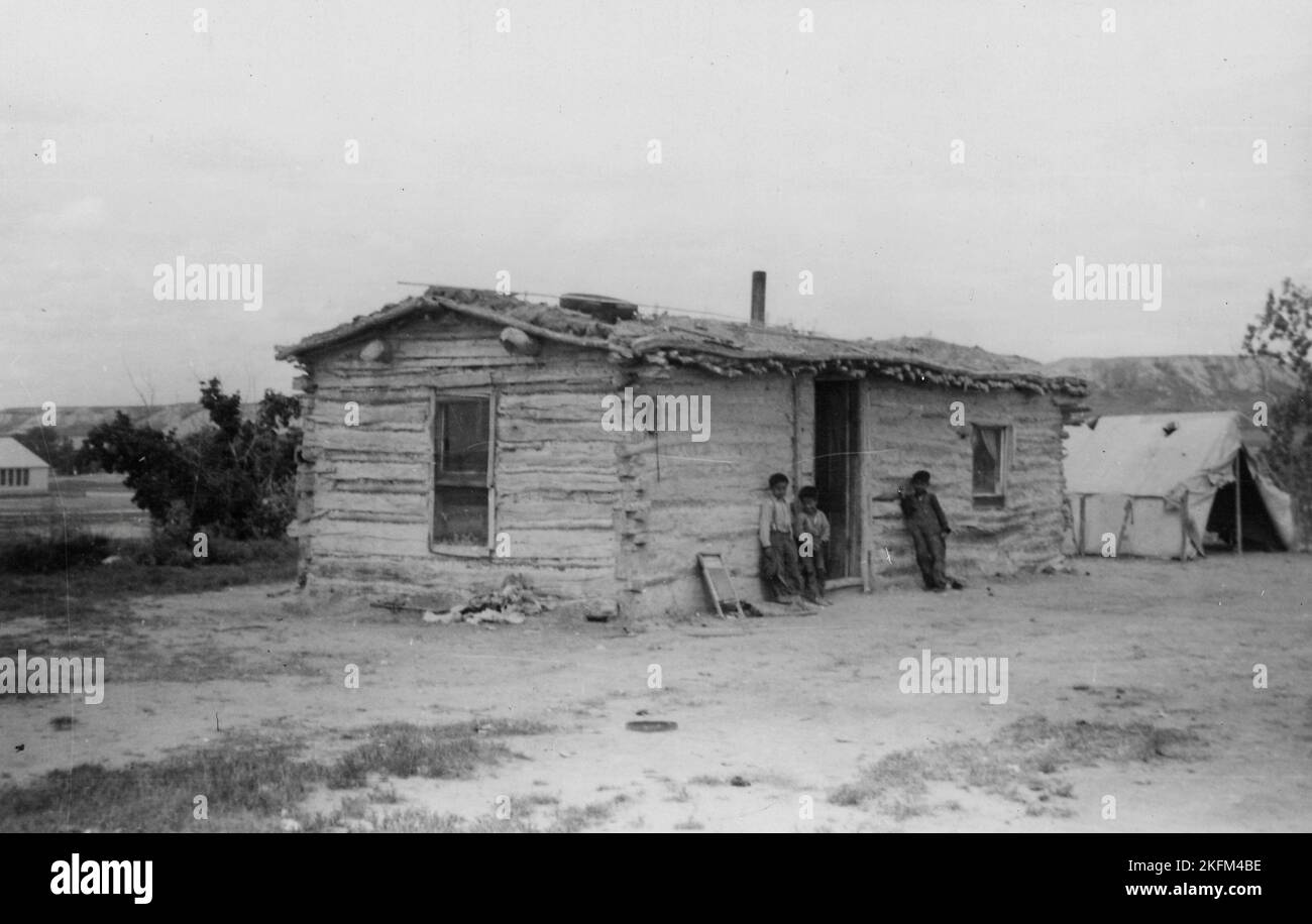 Ansel Wooden Knife's House before reconstruction - c1936 Stock Photo ...