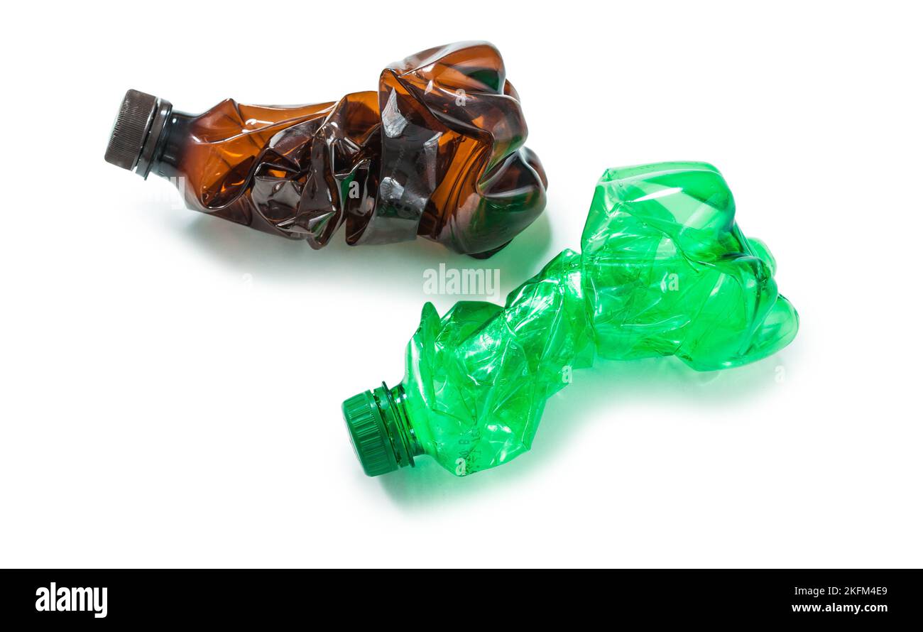 garbage plastic bottles isolated white Stock Photo - Alamy