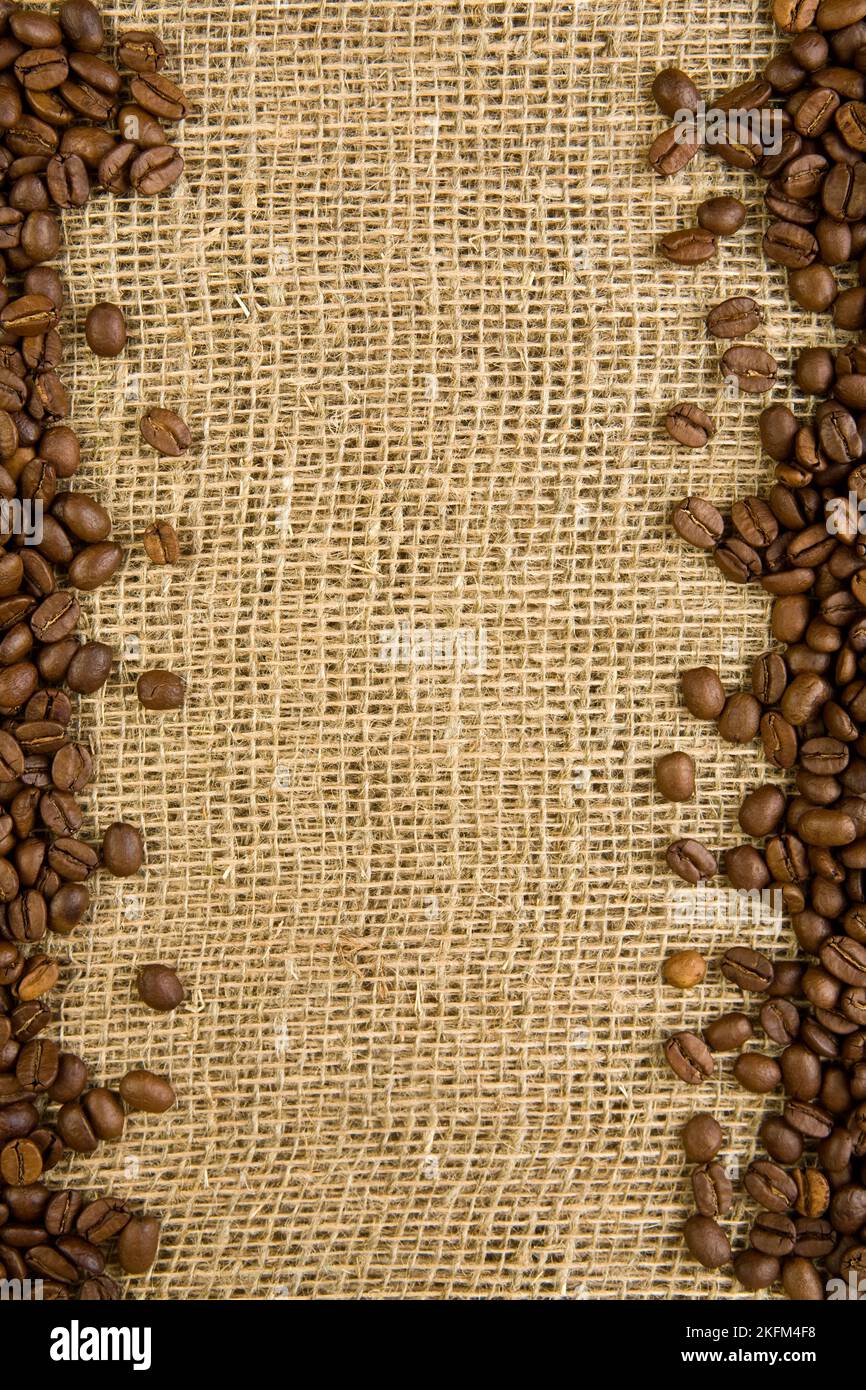 frame of coffee beans on a sacking Stock Photo - Alamy