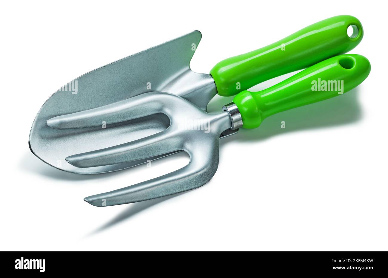 garden fork and hand spade isolated on white Stock Photo - Alamy