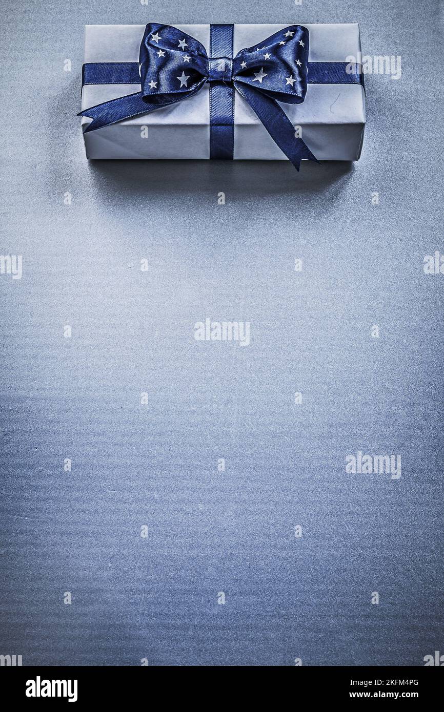 Gift box on blue background greeting card holidays concept Stock Photo ...