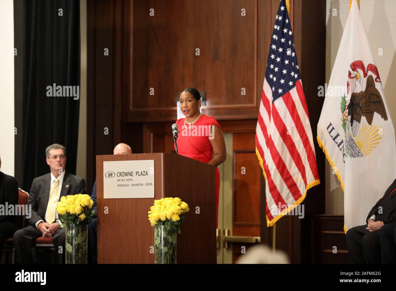 Illinois Lt. Gov. Juliana Stratton gives remarks during a Gold Star ...