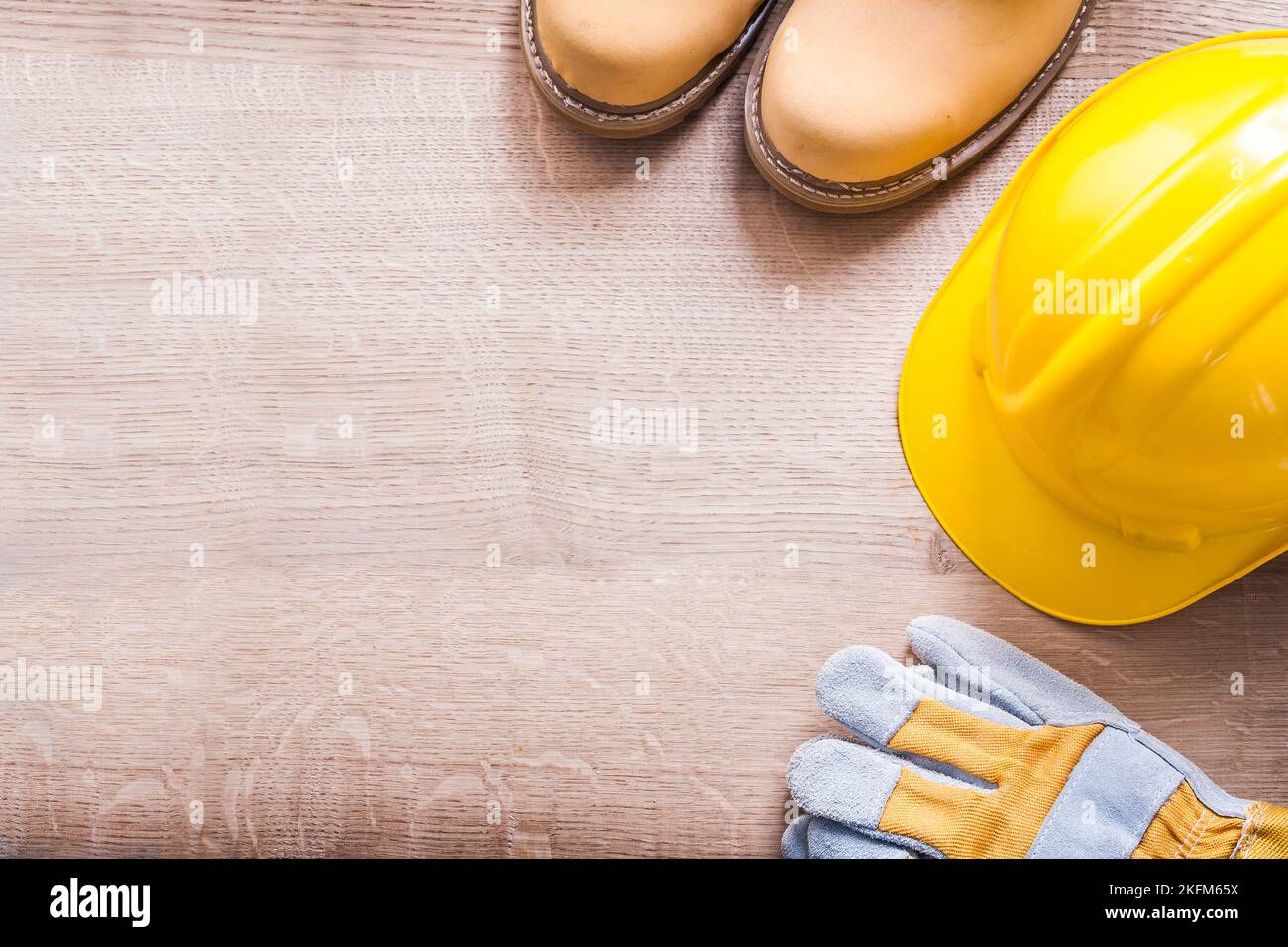 horizontal version organized copyspace working boots helmet gloves On ...