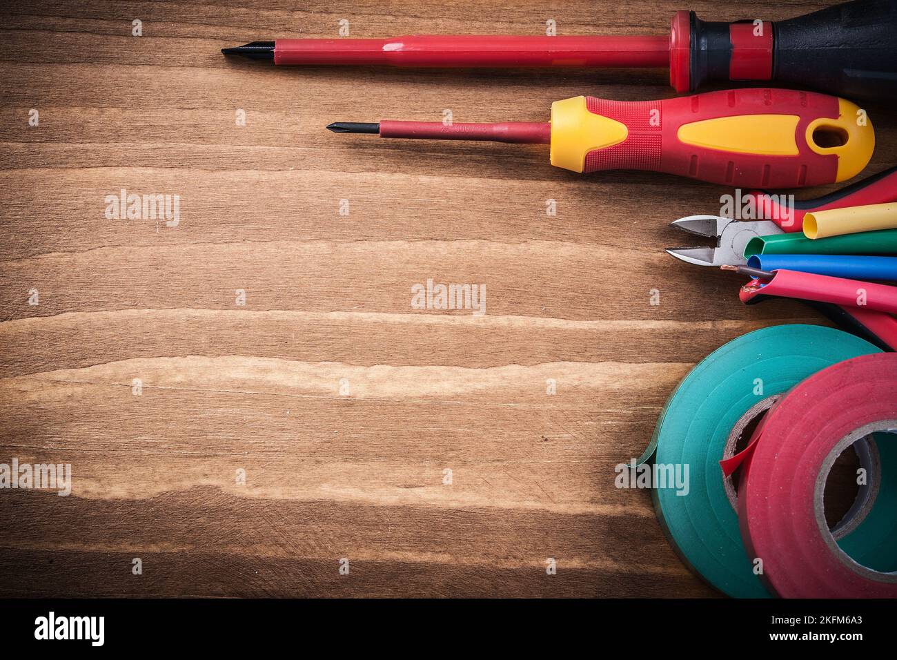 Insulated screwdrivers cutting pliers insulation tape wire protection ...