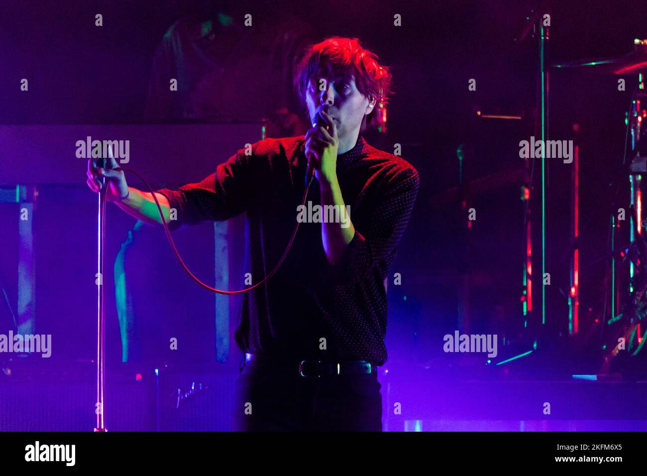 Thomas Mars of French pop rock band Phoenix performs live at Alcatraz ...