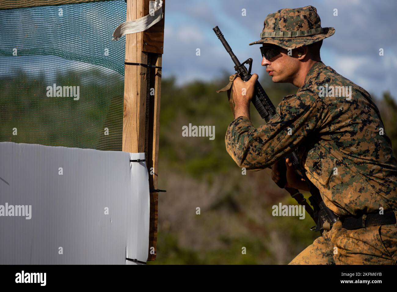 U.S. Marine Corps Cpl. Joseph Burns, a combat engineer with 9th Engineer Support Battalion, 3rd ...