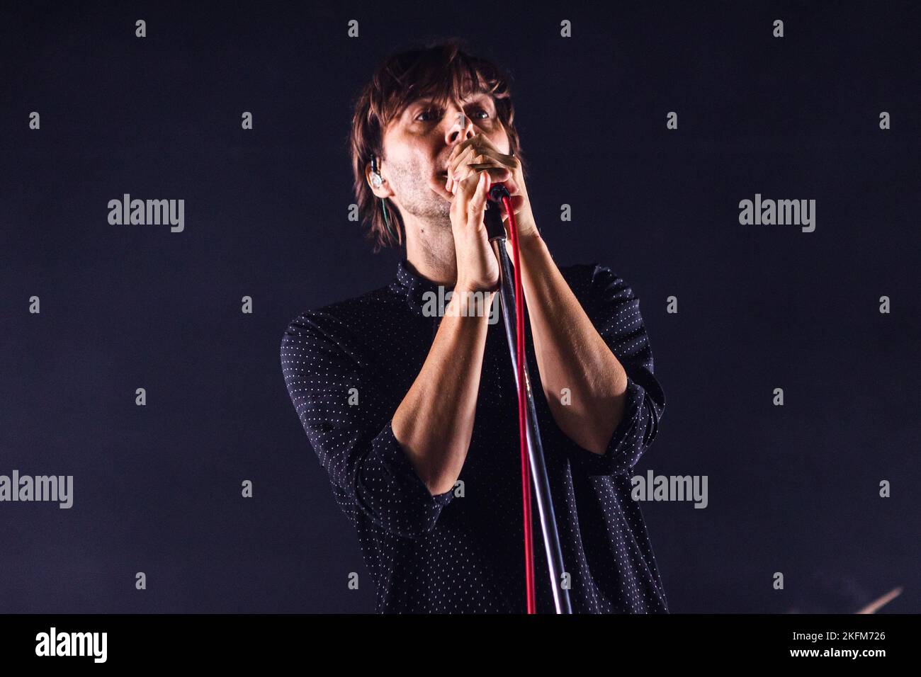 Thomas Mars of French pop rock band Phoenix performs live at Alcatraz ...