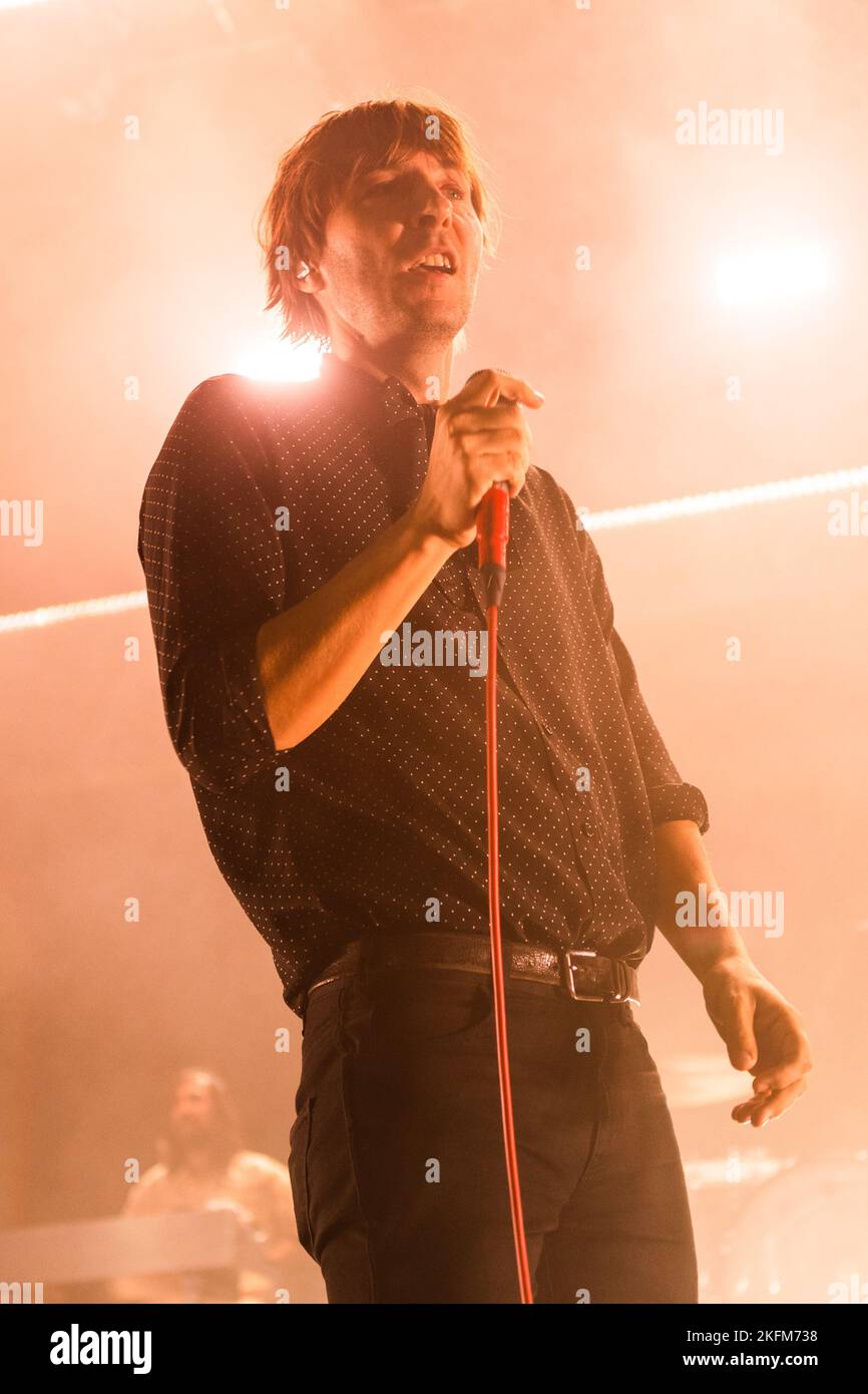 Thomas Mars of French pop rock band Phoenix performs live at Alcatraz ...