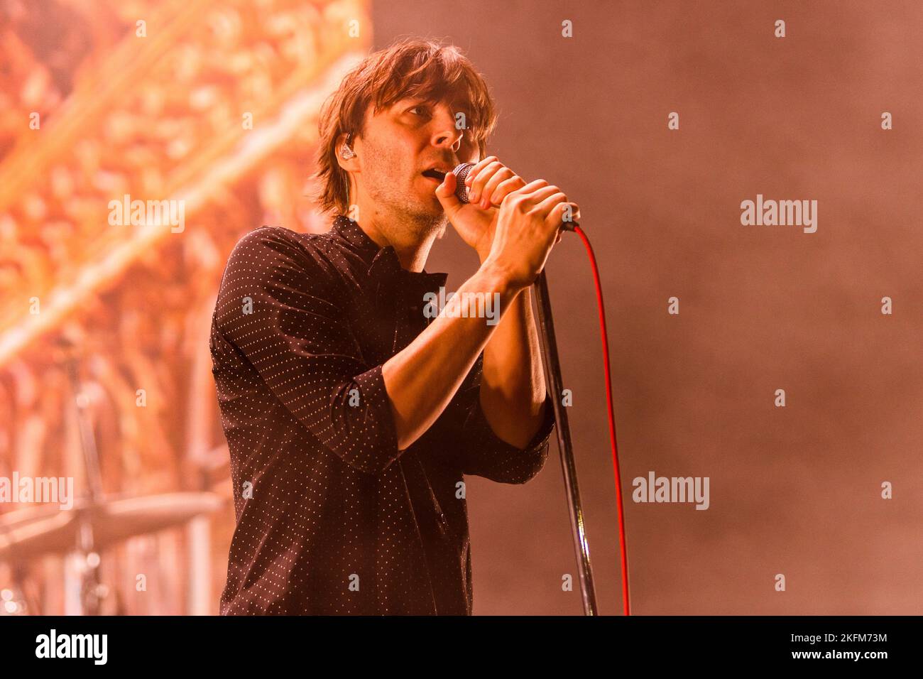 Thomas Mars of French pop rock band Phoenix performs live at Alcatraz ...