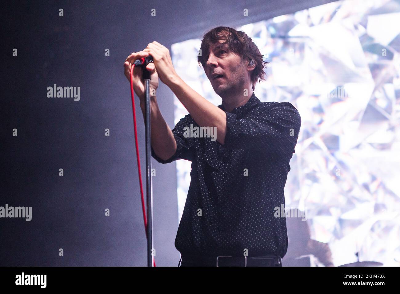 Thomas Mars of French pop rock band Phoenix performs live at Alcatraz ...