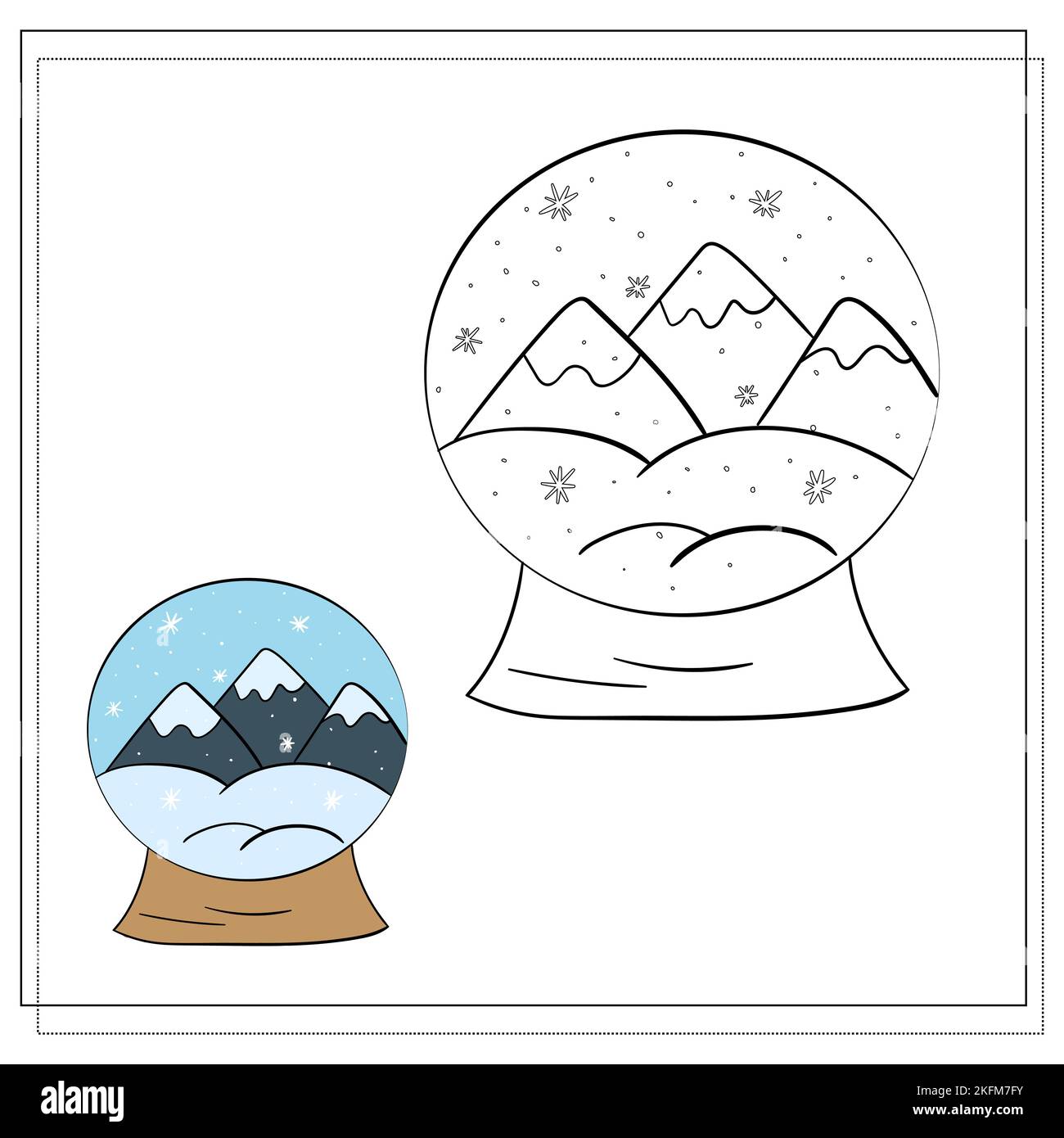 Coloring book for children. Draw a snow globe based on the drawing ...