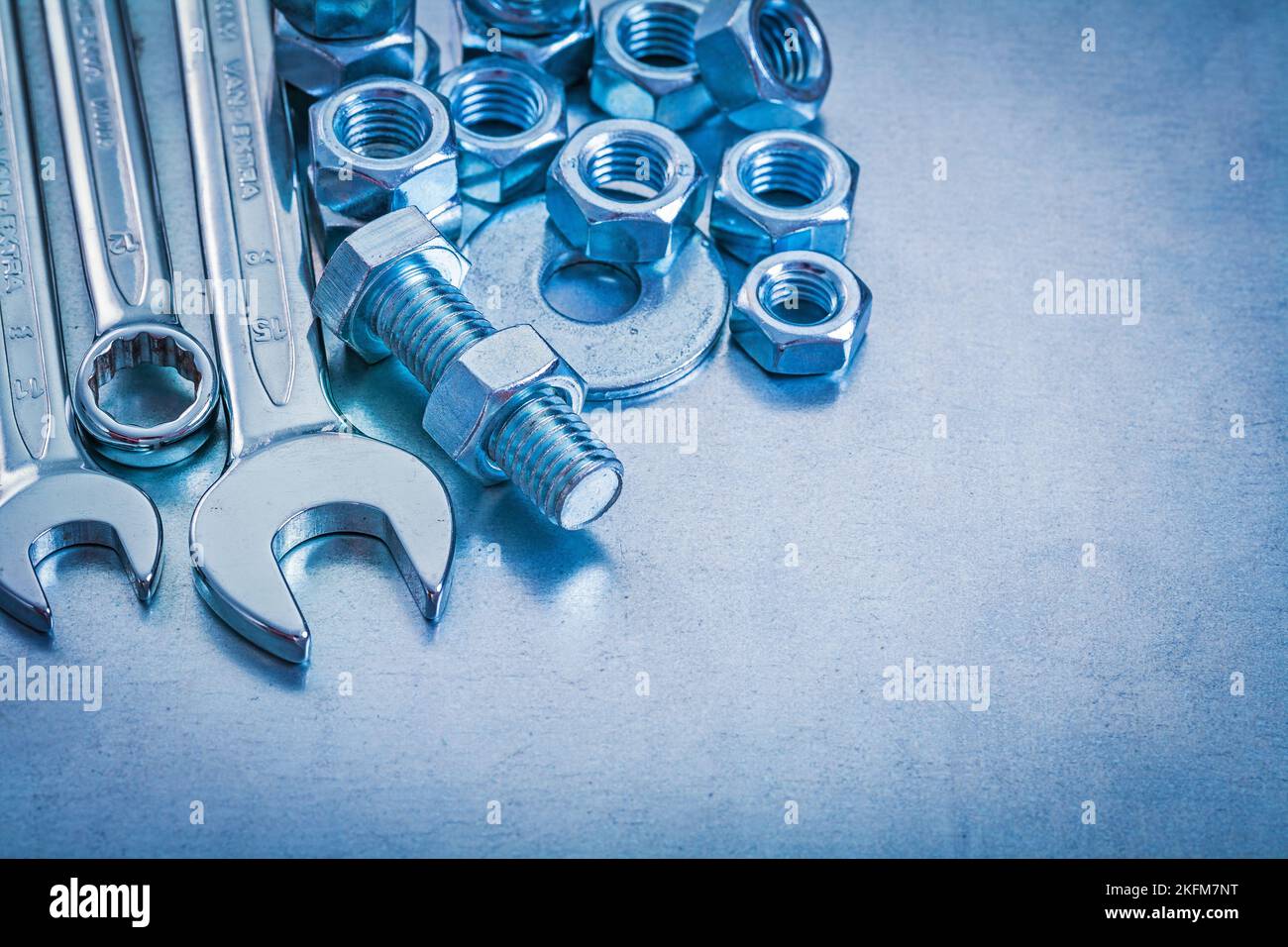 Metallic background with big set of construction objects repairing ...