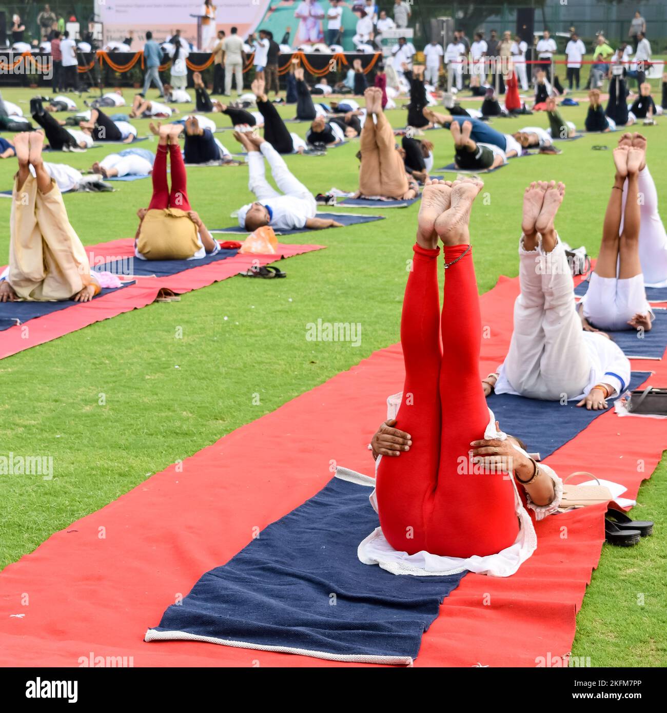 Group Yoga exercise session for people of different age groups at ...