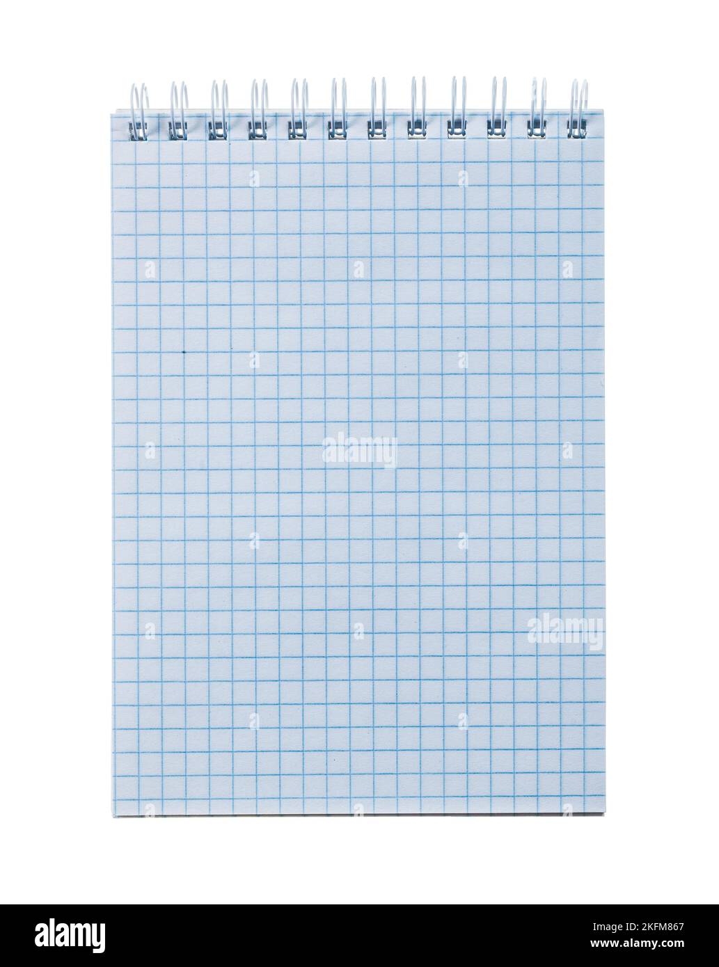 Office spiral checked notebook isolated on white Stock Photo - Alamy