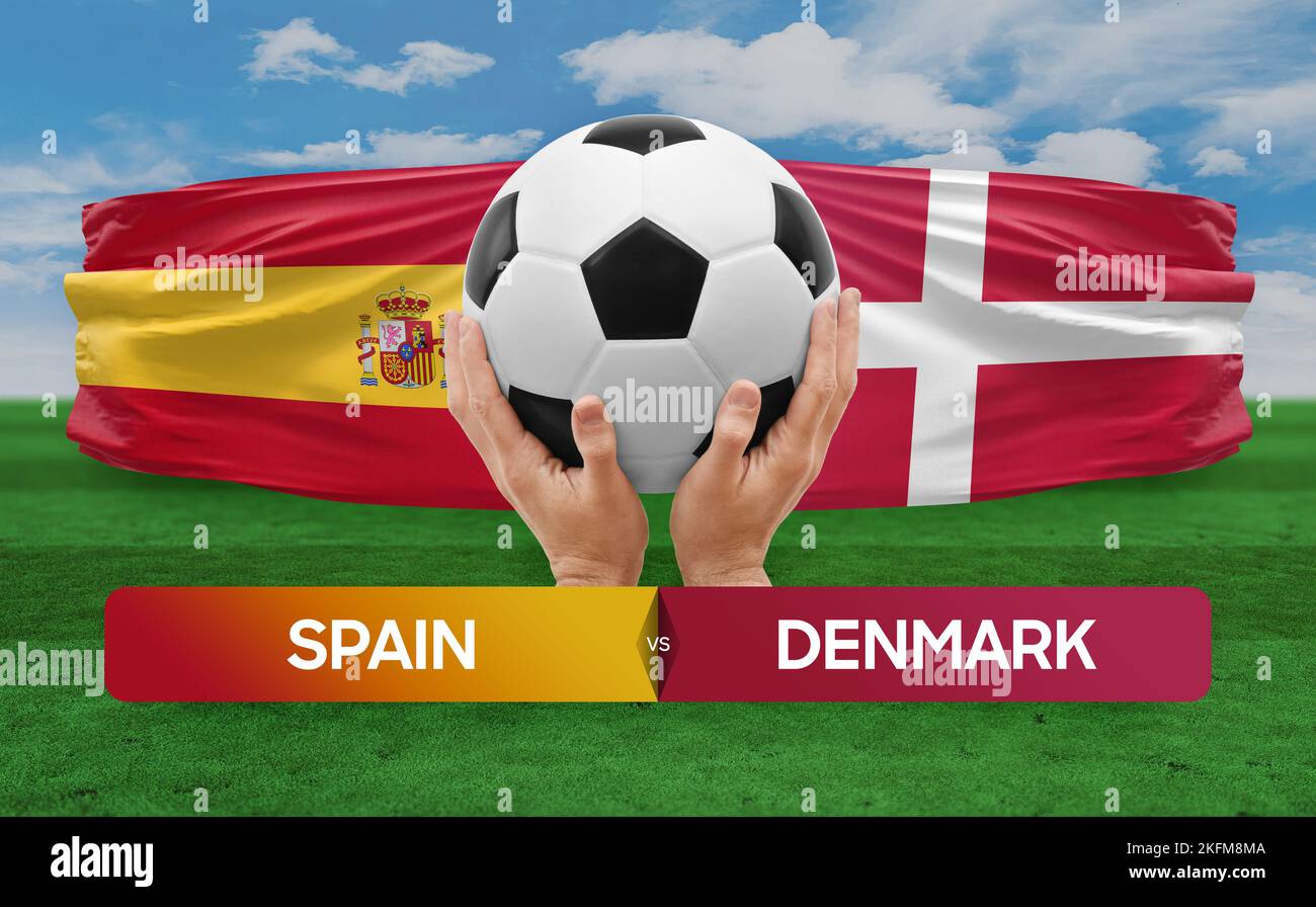 Spain vs Denmark national teams soccer football match competition ...