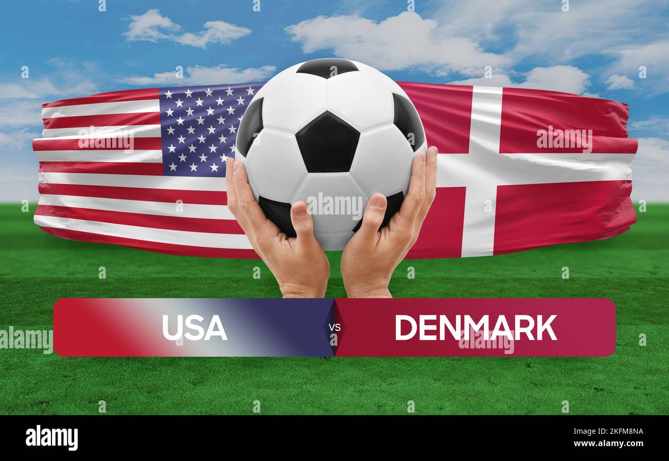 USA vs Denmark national teams soccer football match competition concept ...