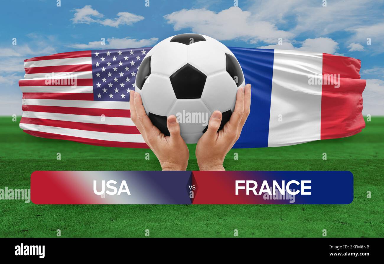 USA vs France national teams soccer football match competition concept ...