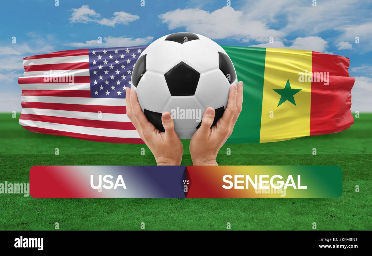 USA vs Senegal national teams soccer football match competition concept ...