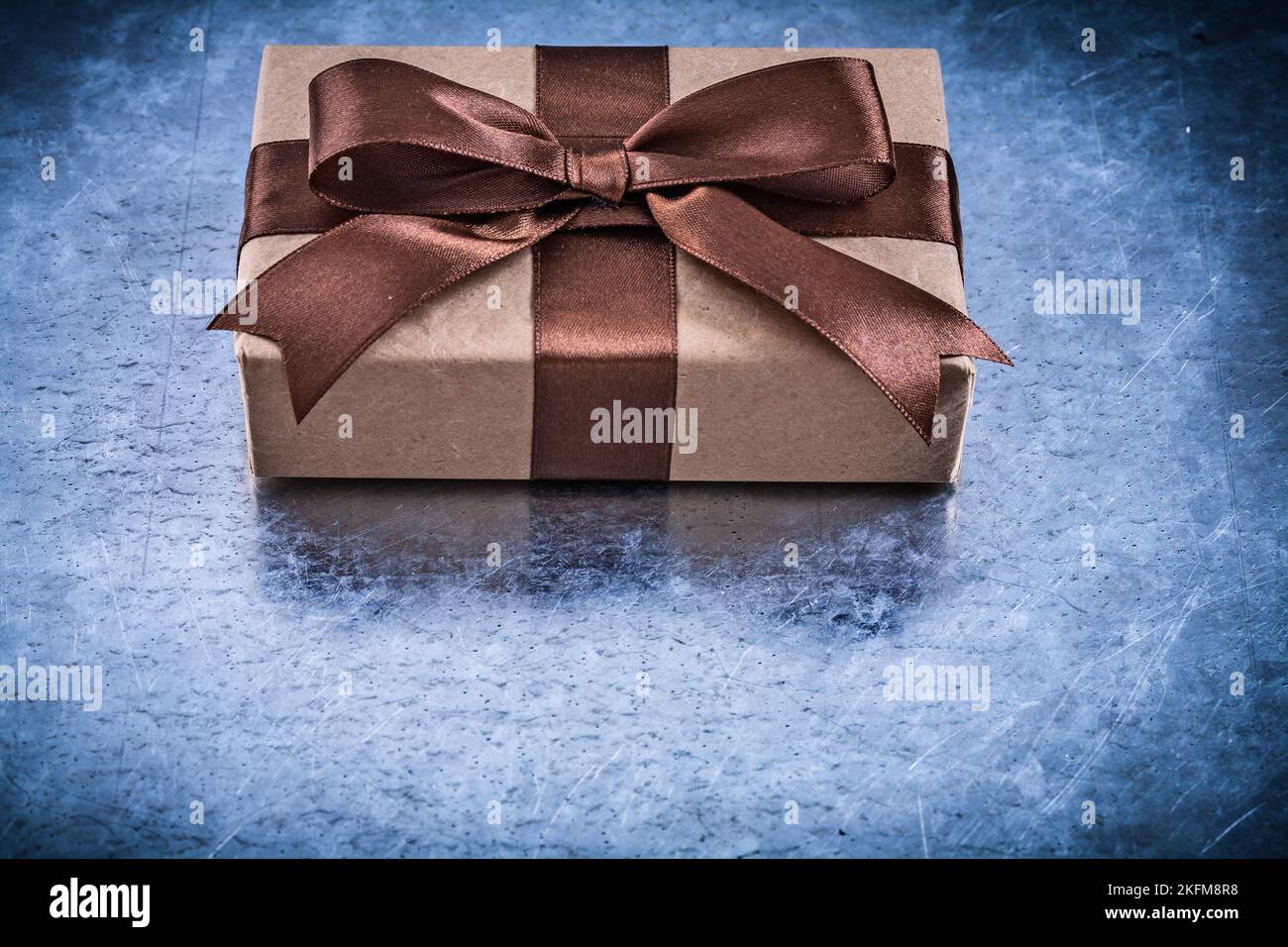 Packed gift boxes with brown ribbon horizontal version holidays concept ...