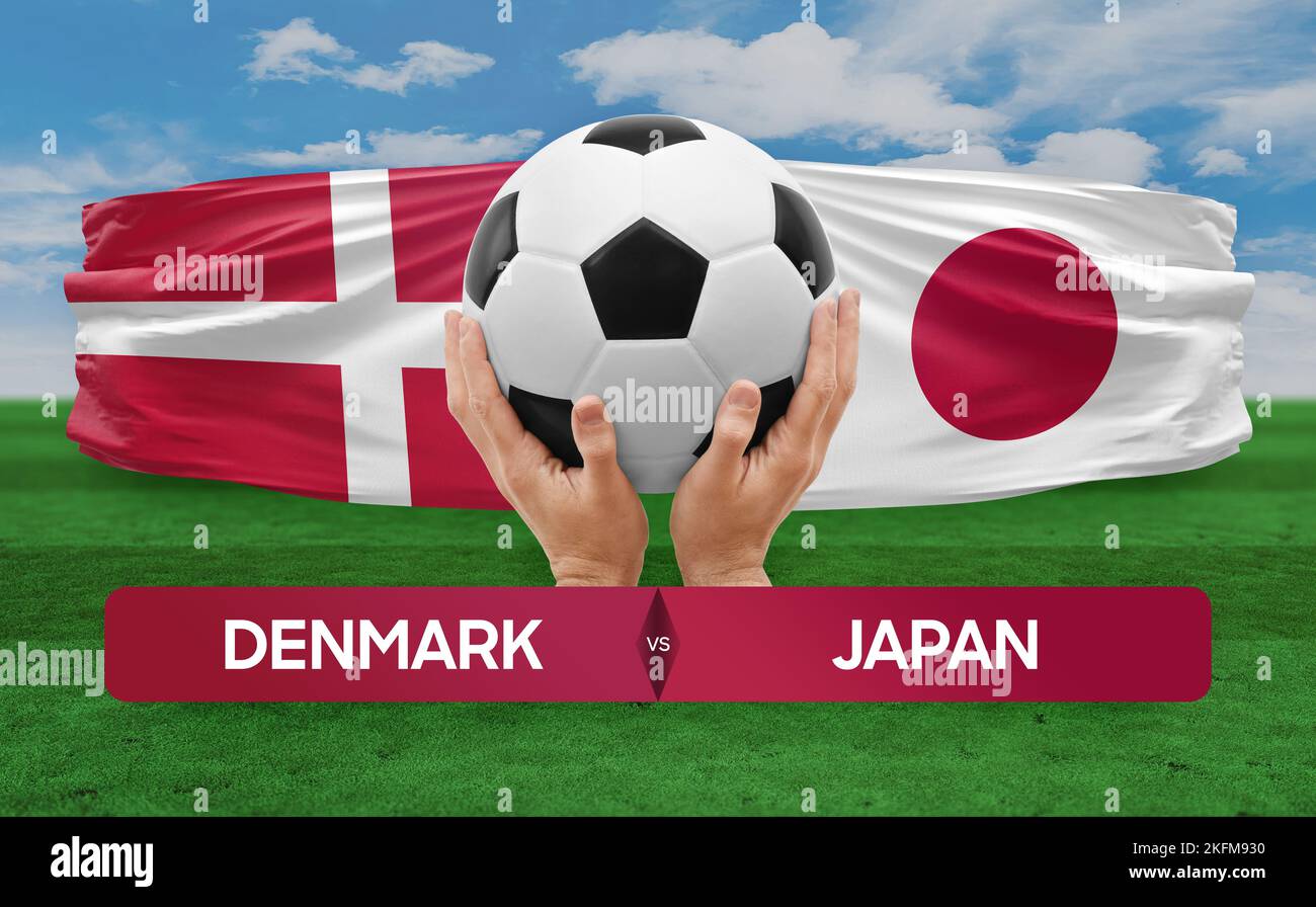 Denmark vs Japan national teams soccer football match competition ...