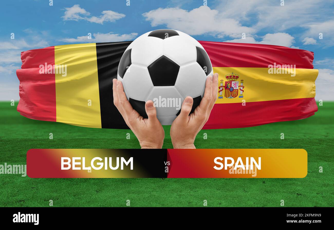 Belgium vs Spain national teams soccer football match competition ...