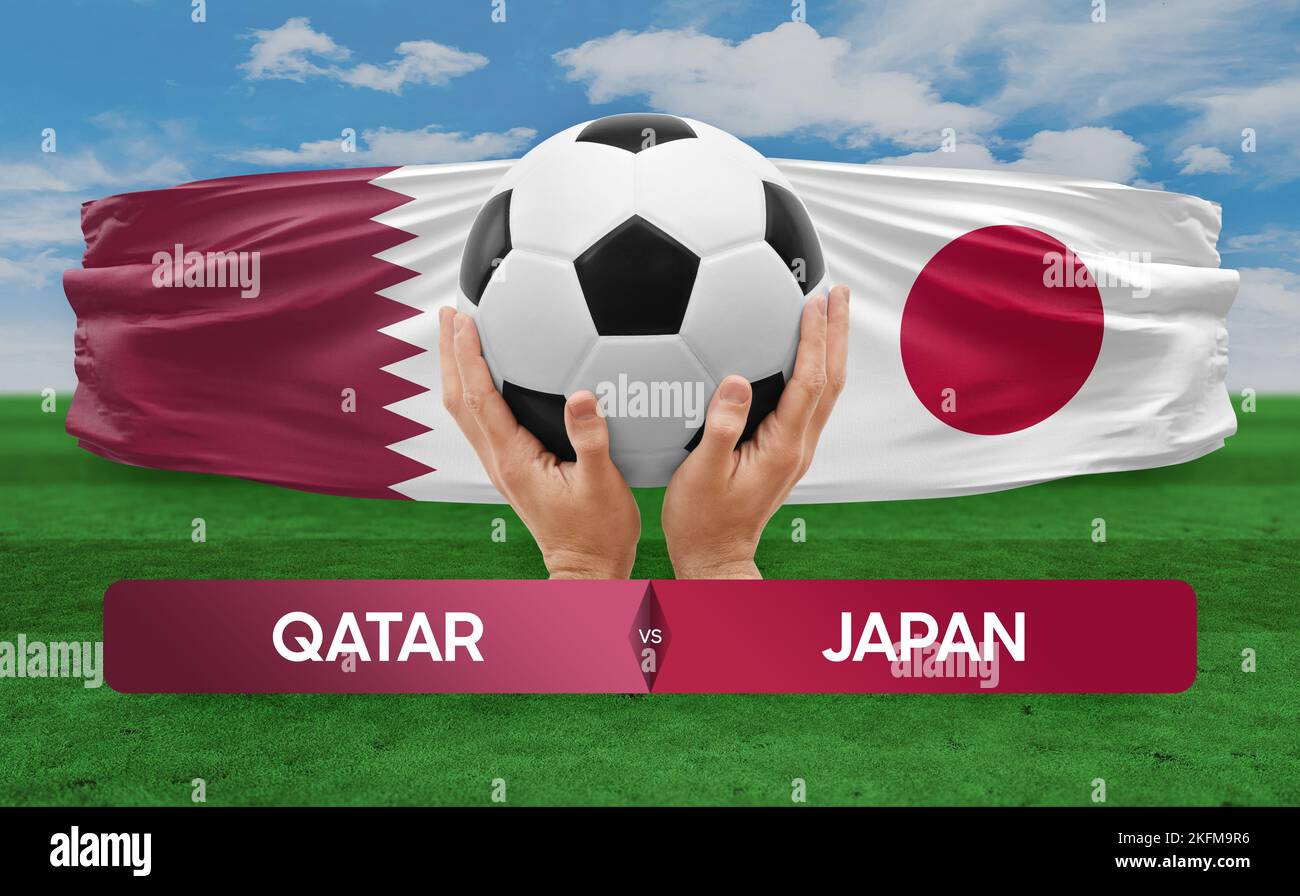 Qatar vs Japan national teams soccer football match competition concept ...