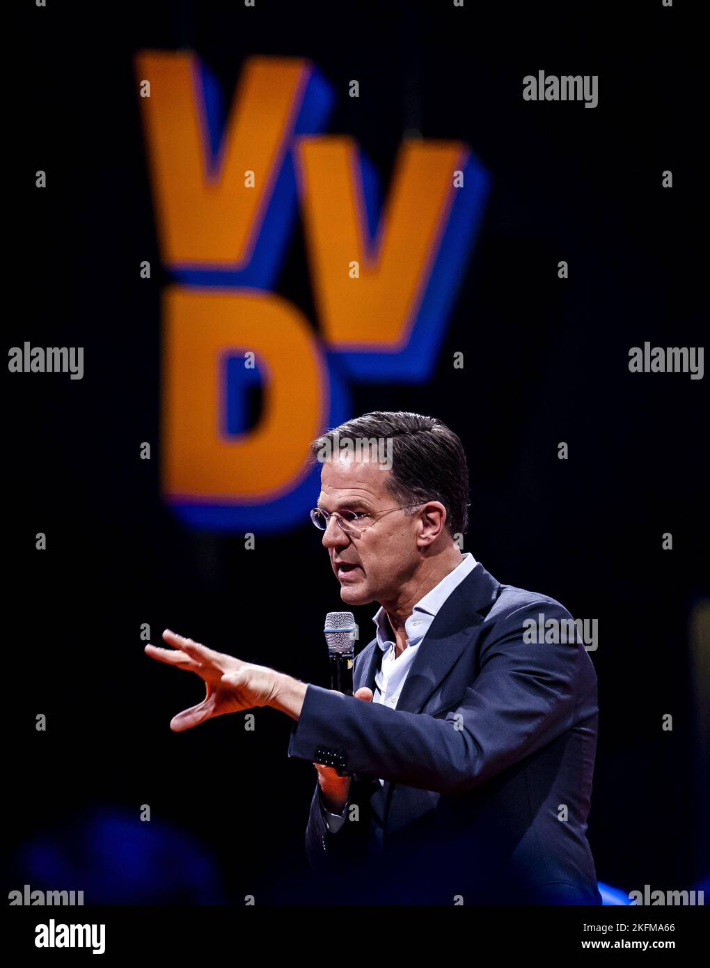 ROTTERDAM - Mark Rutte (VVD) gives a speech during the autumn congress ...