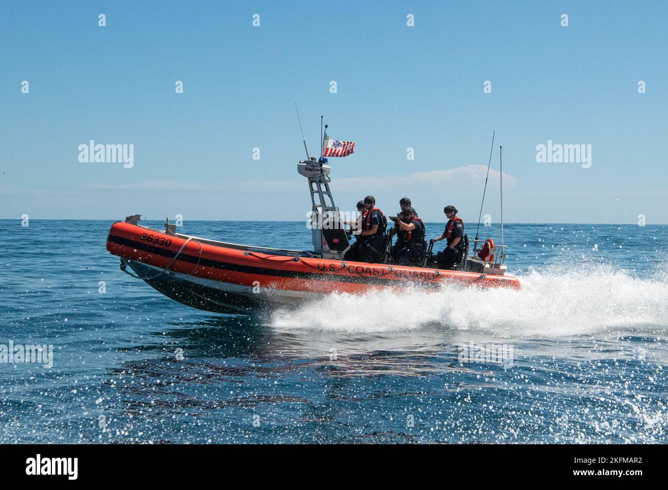 Crewmembers assigned to USCGC Hamilton (WMSL 753) conduct pursuit ...