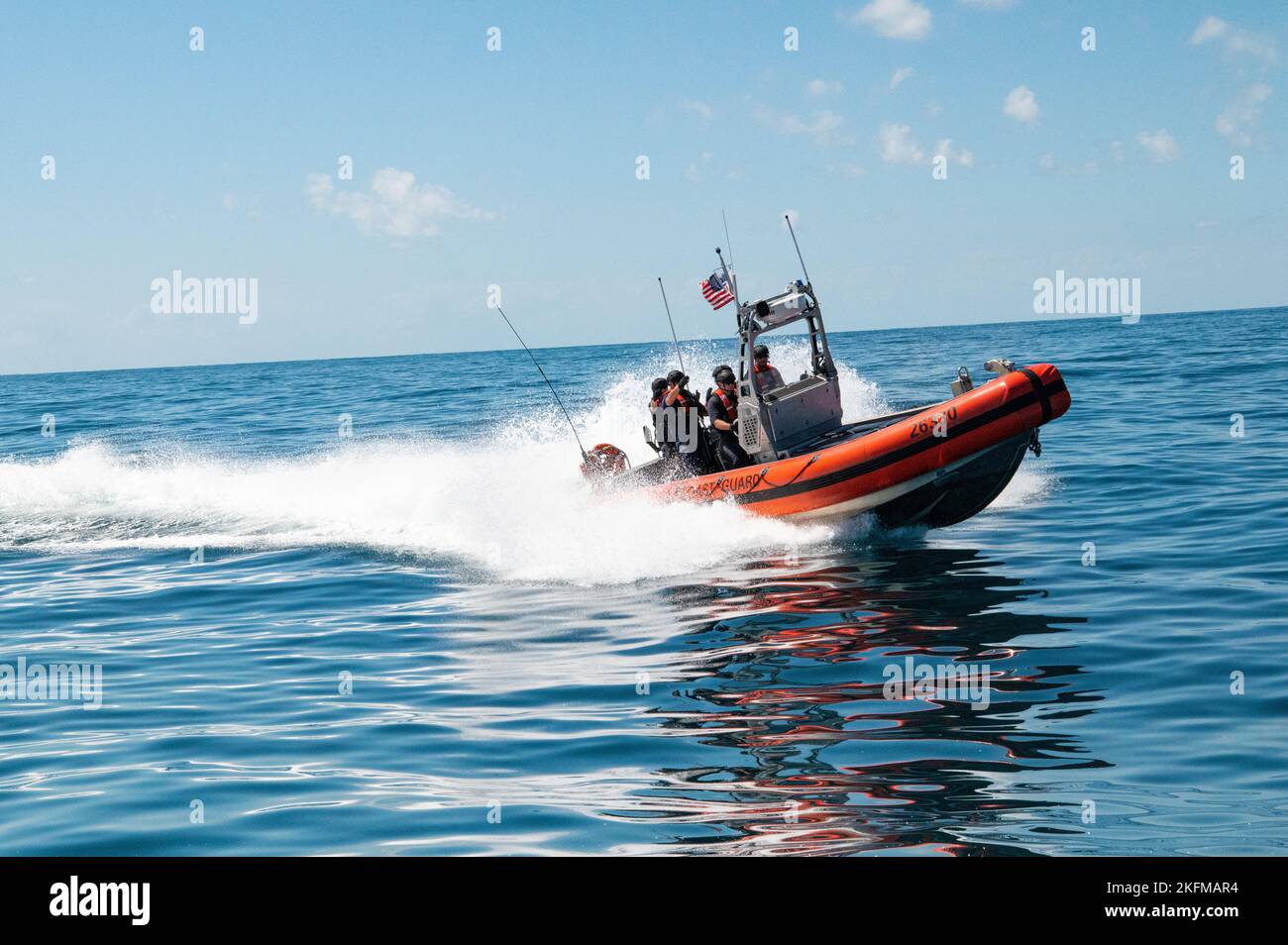 Crewmembers assigned to USCGC Hamilton (WMSL 753) conduct pursuit ...