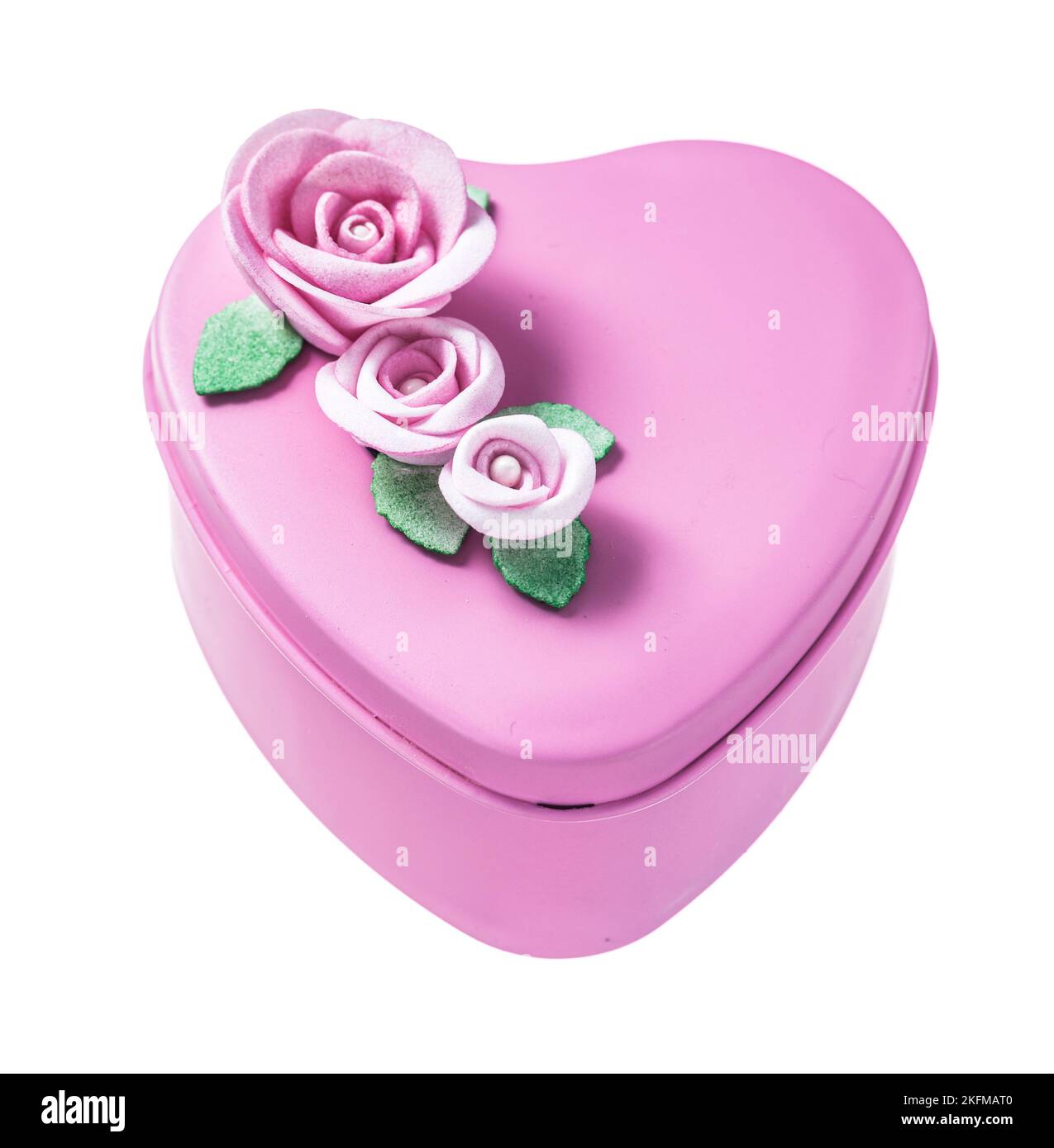 Pink heart-shaped gift box isolated on white Stock Photo - Alamy