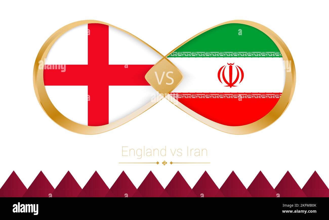 England versus Iran golden icon for Football 2022 match. Vector ...