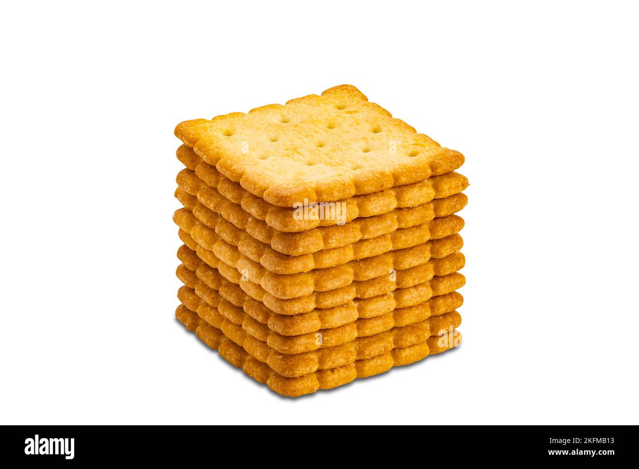 Closeup view stack of dry sweet delicious square shape crackers ...