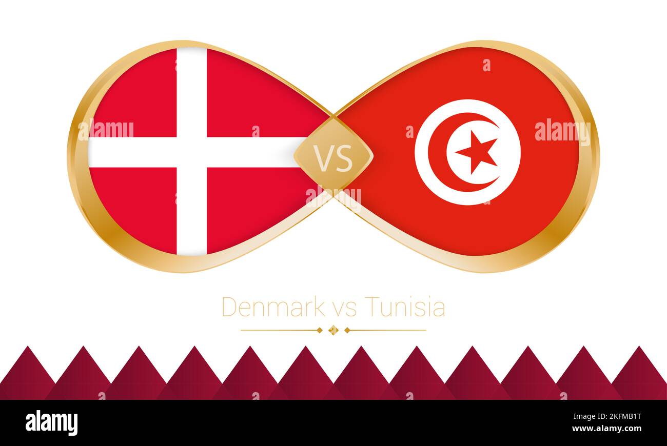 Denmark versus Tunisia golden icon for Football 2022 match. Vector illustration Stock Vector ...