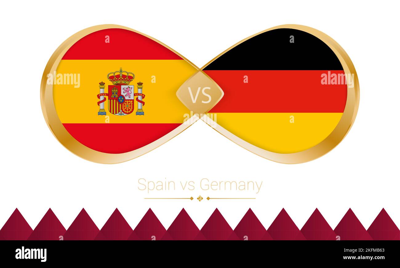 Spain versus Germany golden icon for Football 2022 match. Vector ...