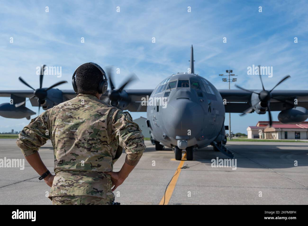 A 920th Rescue Wing Airman makes final checks for an HC-130J Combat ...