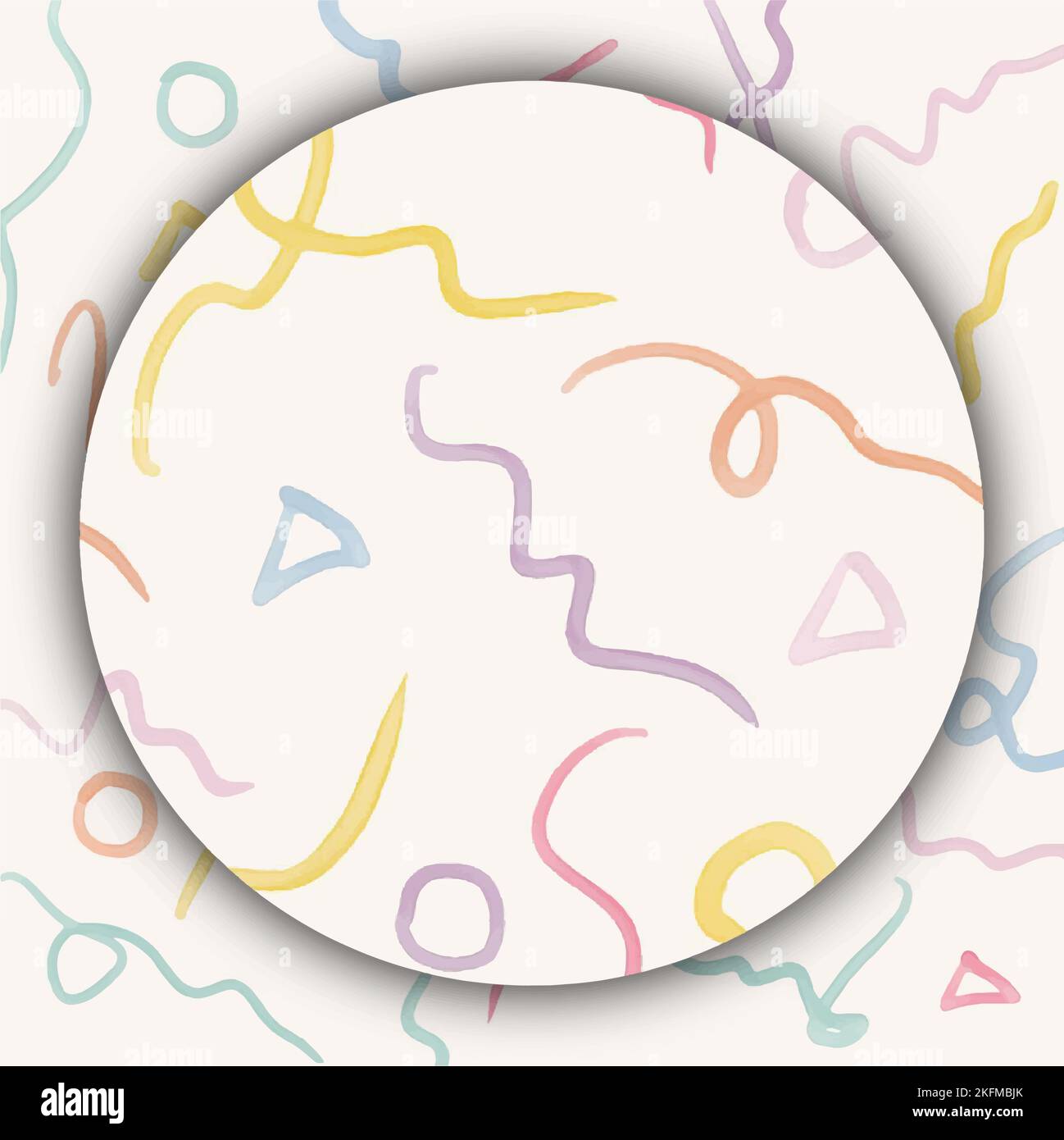 A magnifying circle on a white background with colorful curvy lines ...