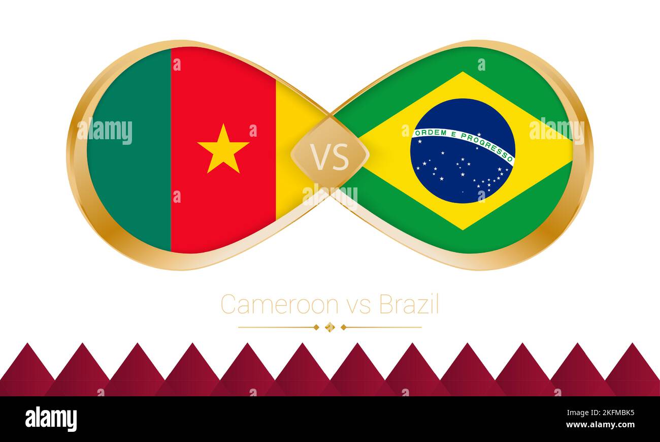 Cameroon versus Brazil golden icon for Football 2022 match. Vector ...