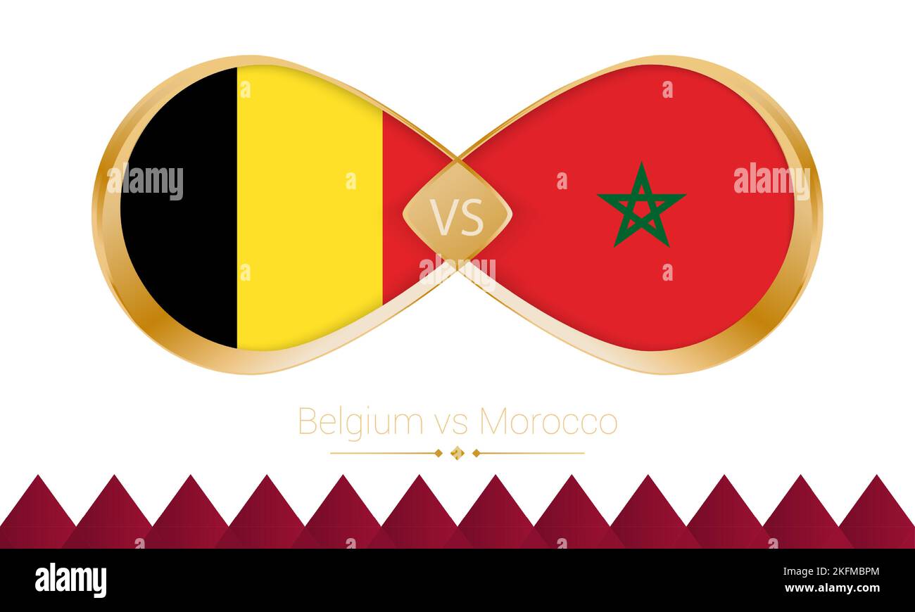 Belgium versus Morocco golden icon for Football 2022 match. Vector ...