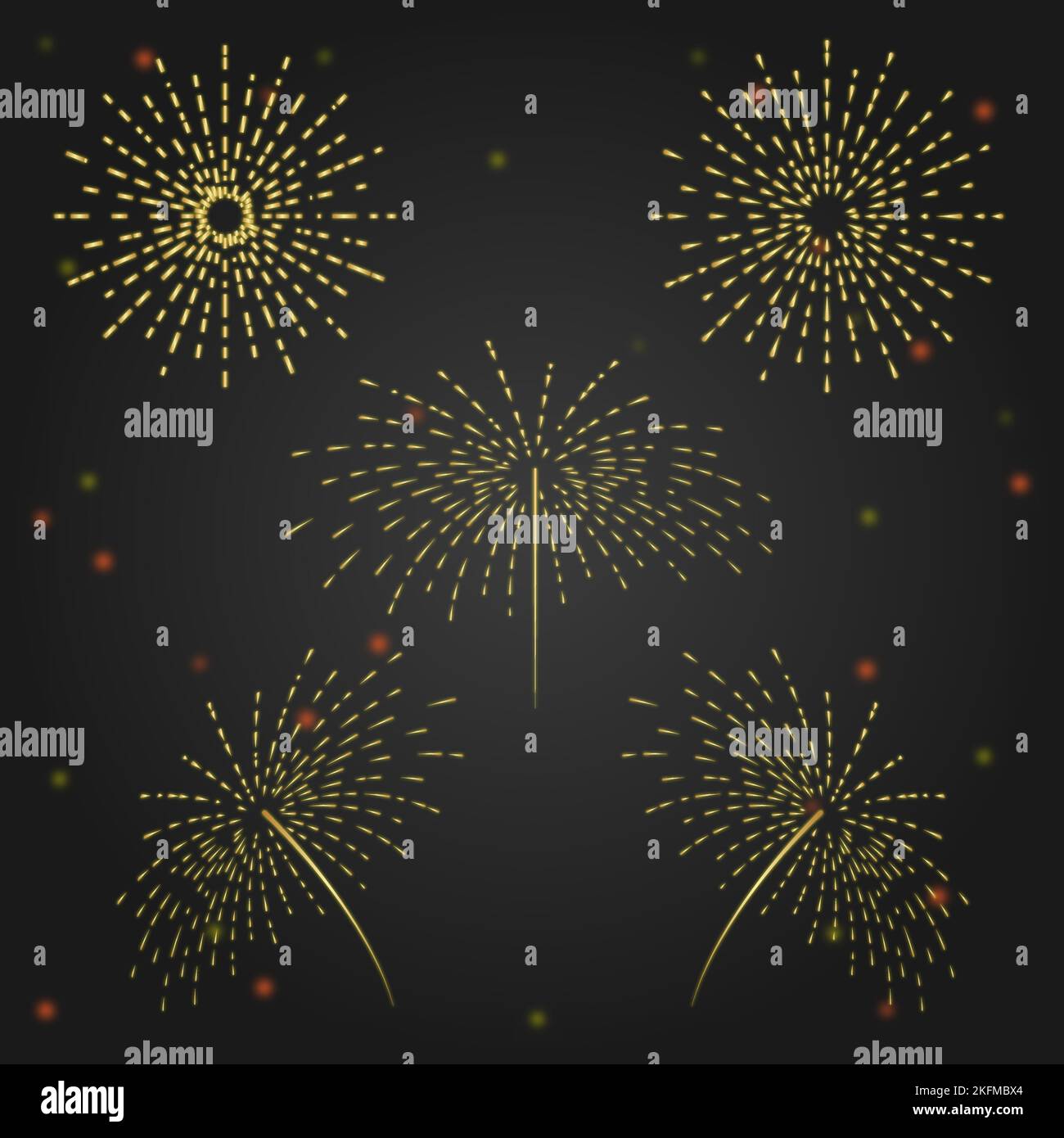 Brightly fireworks on the background of the night sky vector art ...