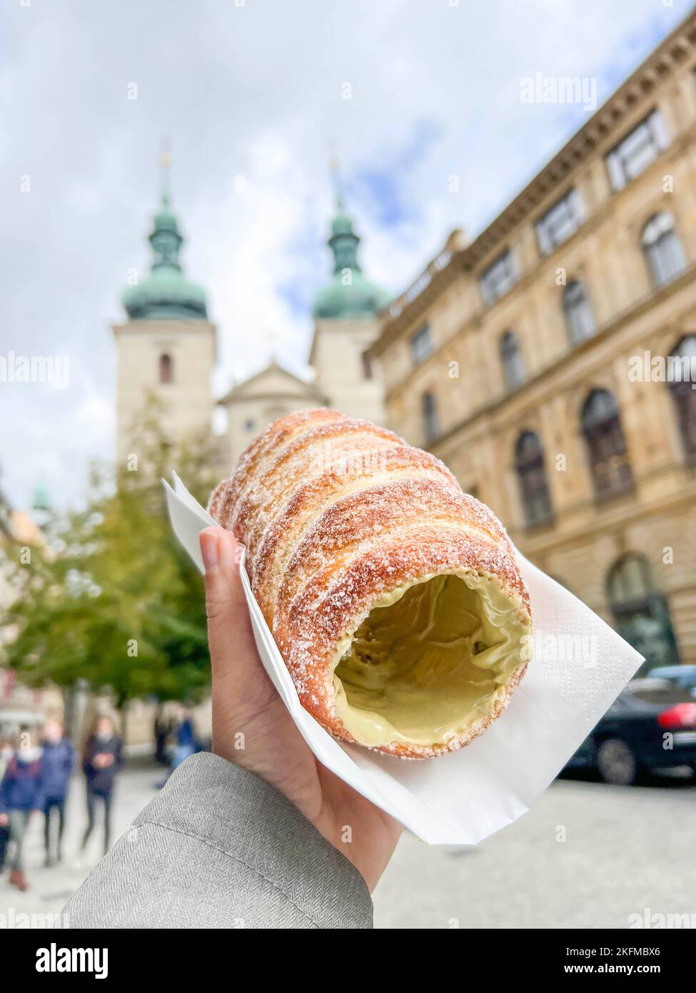 trdelnik, traditional old Bohemian sweet pastry made of yeast dough ...