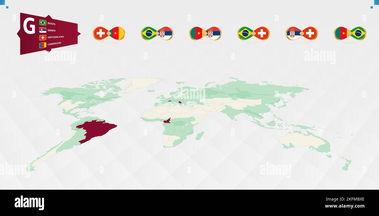 Participants in Group G of the football tournament, highlighted in ...