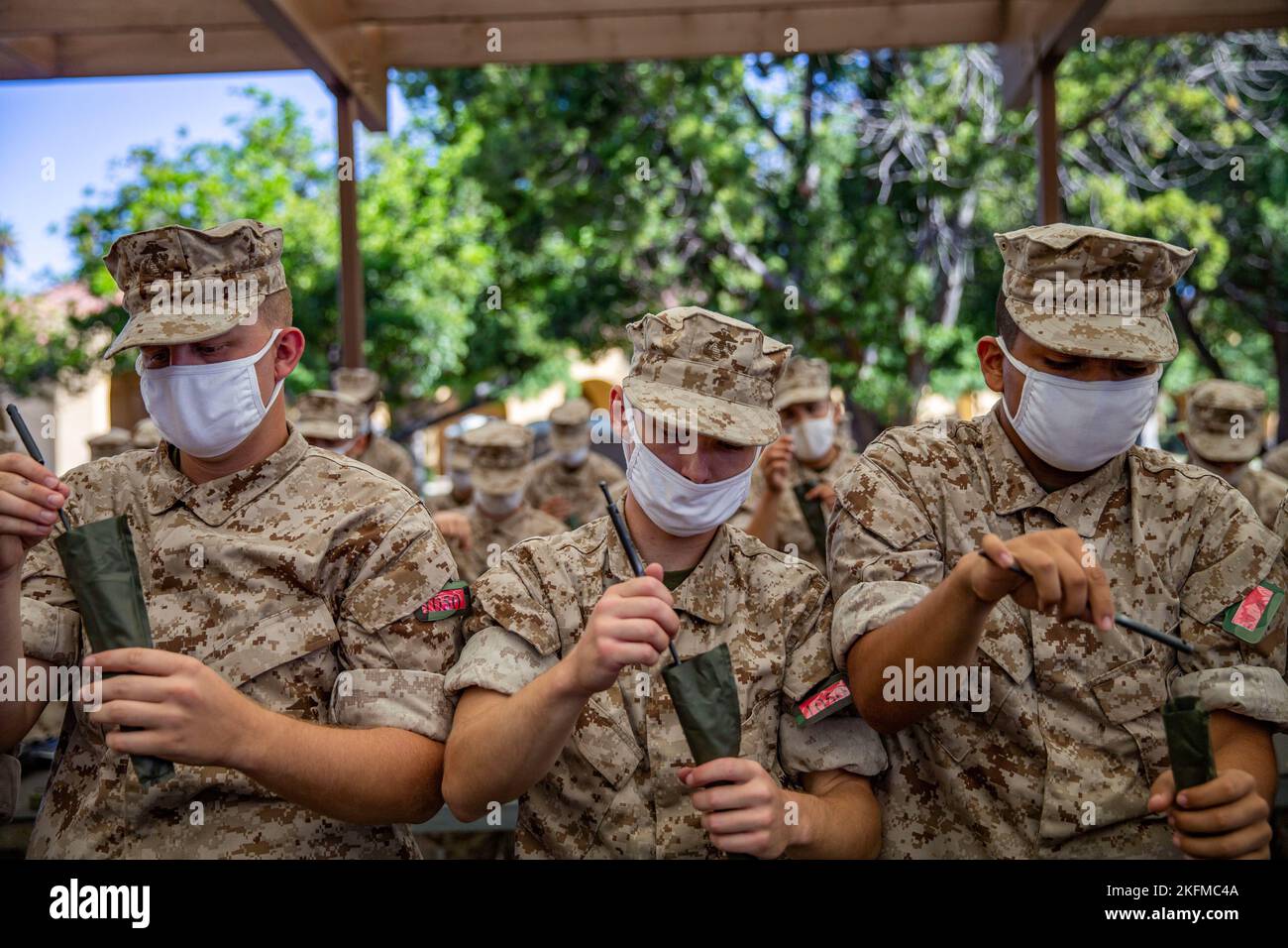 U.S. Marine Corps recruits with Charlie Company, 1st Recruit Training ...