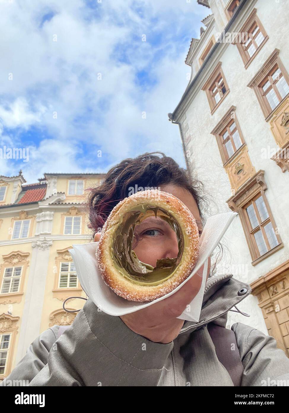 trdelnik, traditional old Bohemian sweet pastry made of yeast dough ...