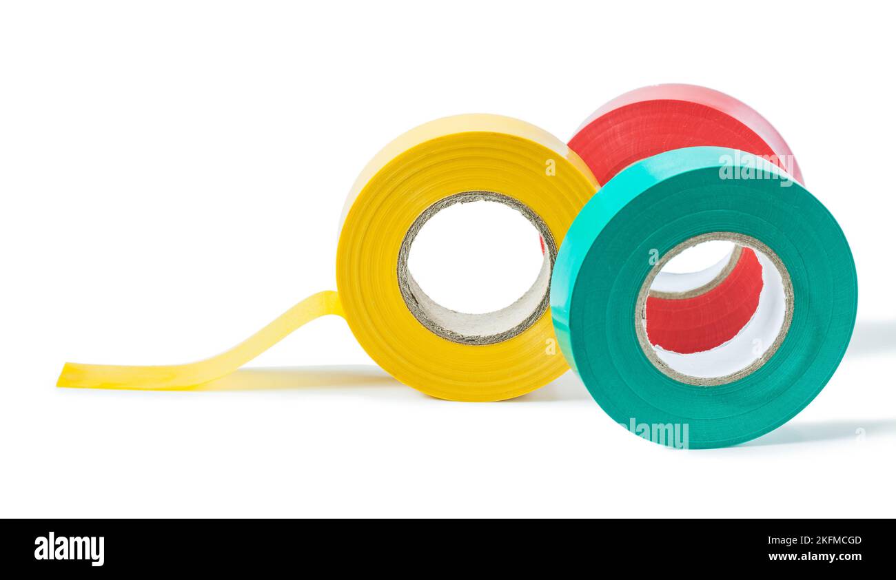 rolls of insulation tape isolated on white background Stock Photo - Alamy