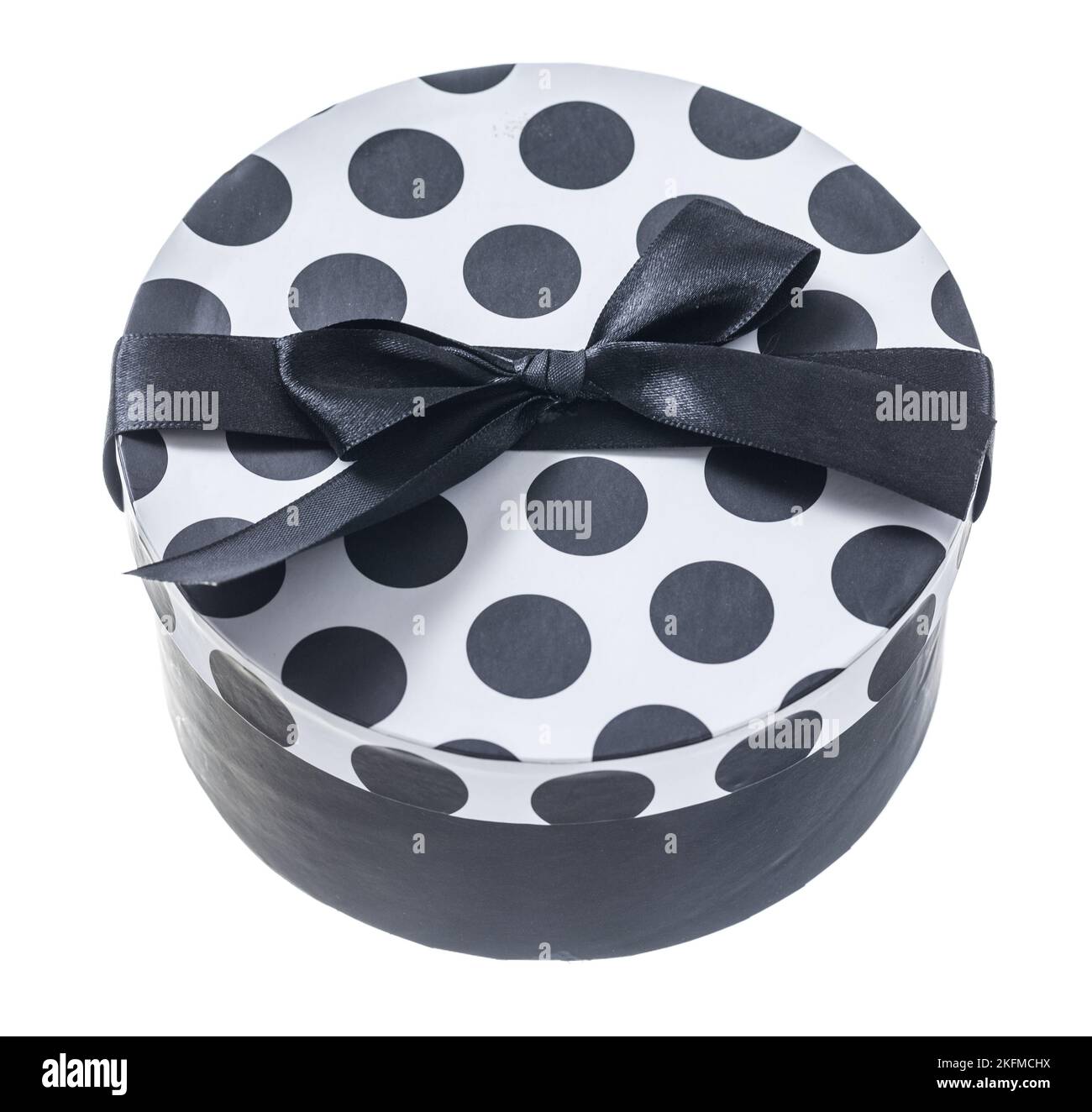 Round black gift box isolated on white Stock Photo - Alamy